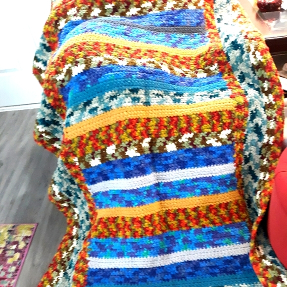 handcrafted | Bedding | Custom Boho Crochet Throw Afghan Multicolor ...